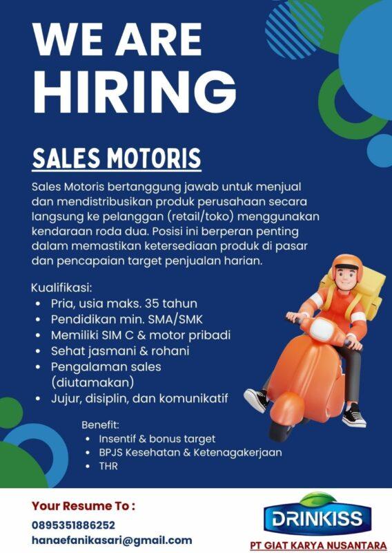 Lowongan Kerja Sales Motoris di PT. Giat Karya Nusantara - LokerBandung.id