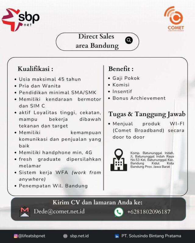 Lowongan Kerja Direct Sales Internet Wifi di PT. Solusindo Bintang Pratama - LokerBandung.id