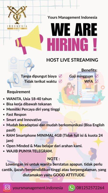Lowongan Kerja Host Live Streaming di Yours Management Indonesia - LokerBandung.id