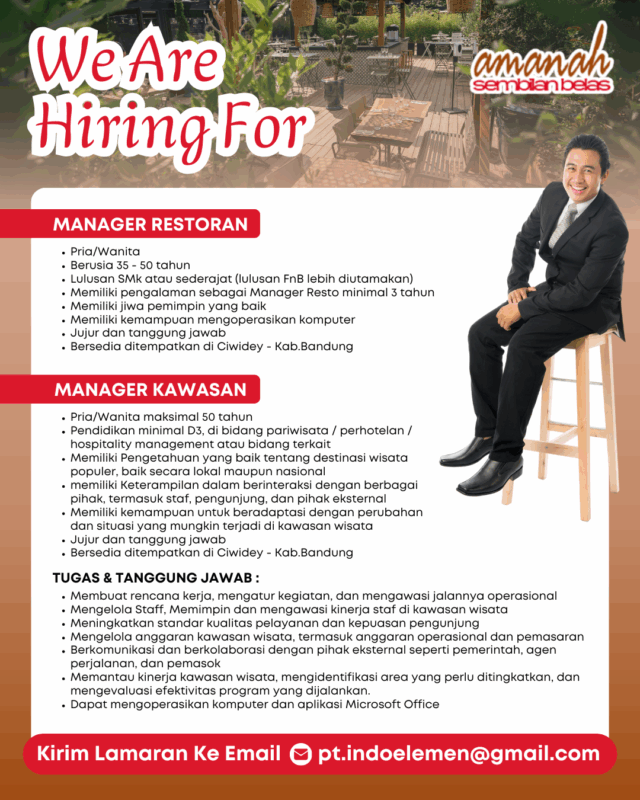 Lowongan Kerja Manager Restoran - Manager Kawasan di CV Amanah 19 ...