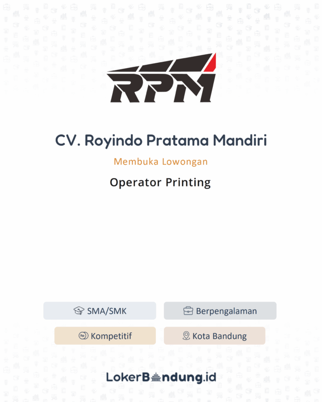 Lowongan Kerja Operator Printing di CV. Royindo Pratama Mandiri ...