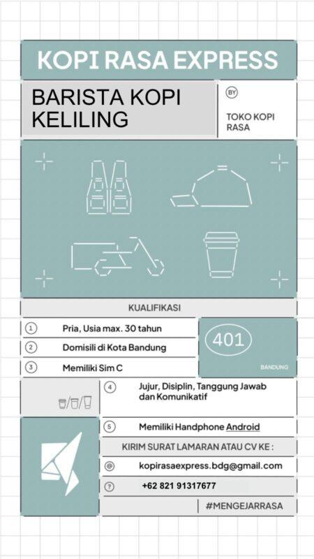 Lowongan Kerja Barista Kopi Keliling di Kopi Rasa Express - LokerBandung.id