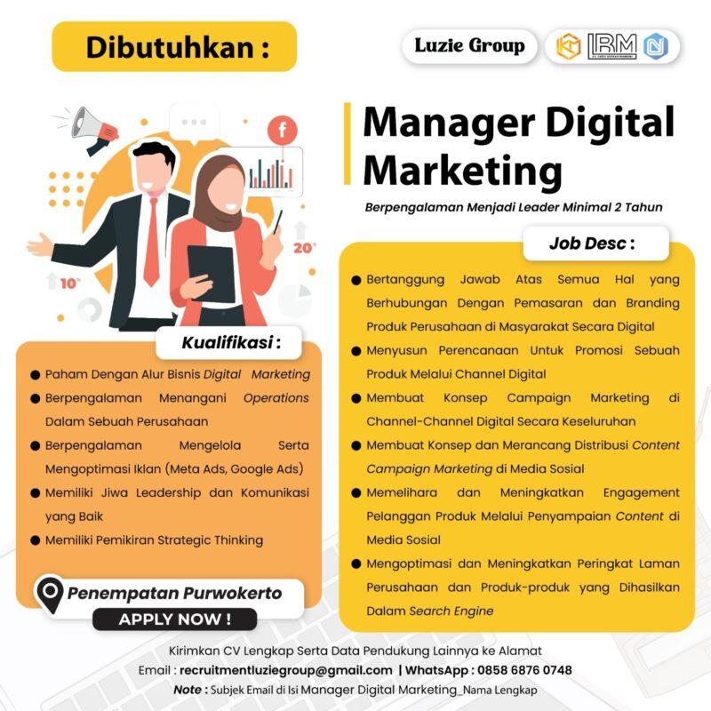 Lowongan Kerja Manager Digital Marketing - Leader Digital Marketing - Leader Project Creative ...