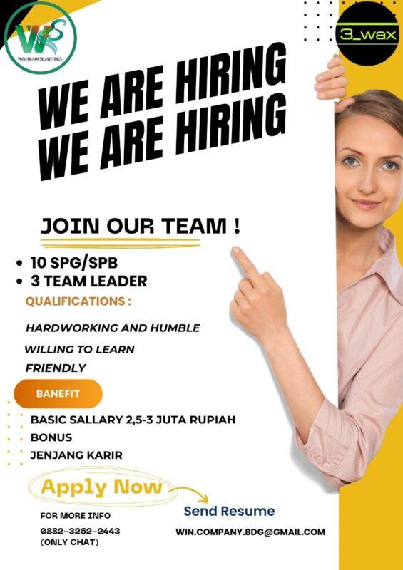 Lowongan Kerja SPG/SPB - Team Leader di PT. Win Abadi Sejahtera - LokerBandung.id