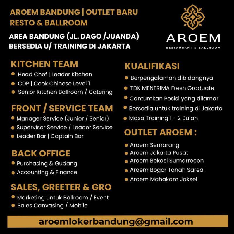 Lowongan Kerja Kitchen Team - Front/ Service Team - Back Office - Sales, Greeter & Gro di Aroem ...