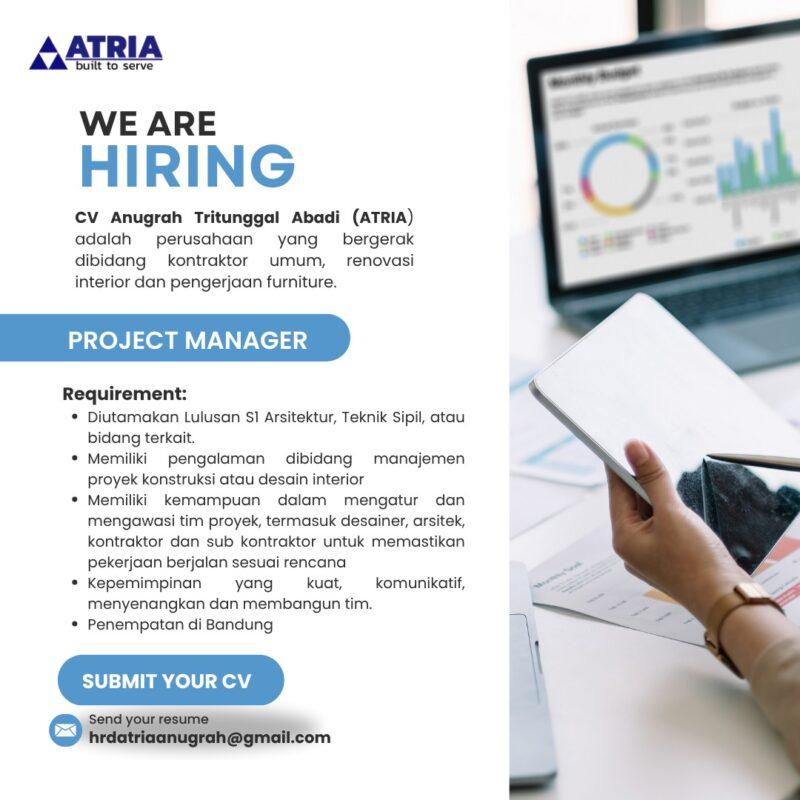Lowongan Kerja Project Manager di CV Anugrah Tritunggal Abadi (ATRIA) - LokerBandung.id