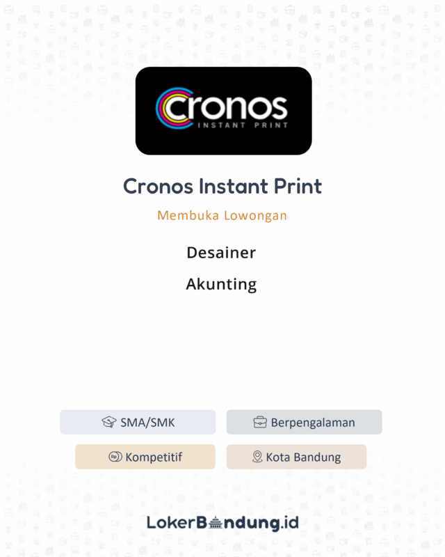 Lowongan Kerja Desainer - Akunting di Cronos Instant Print - LokerBandung.id