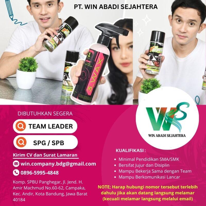 Lowongan Kerja Team Leader - SPG/ SPB di PT. Win Abadi Sejahtera - LokerBandung.id