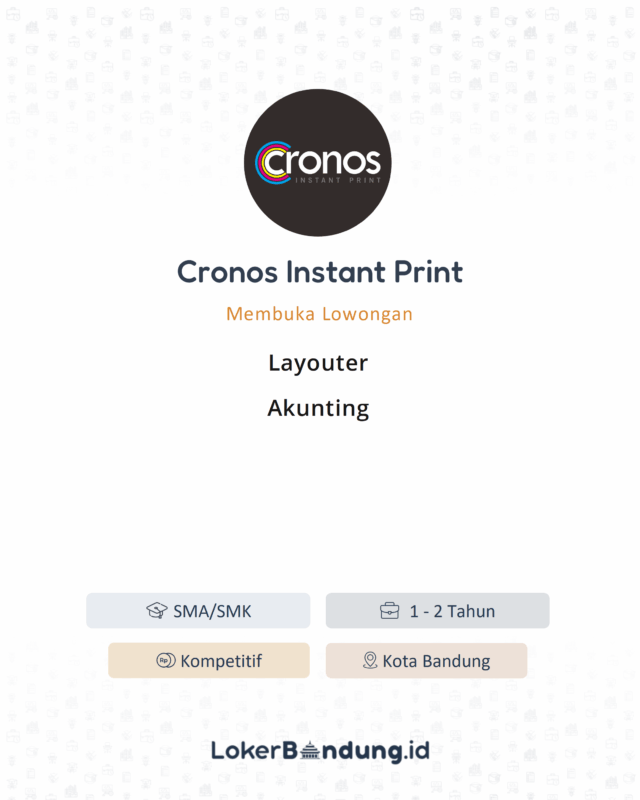 Lowongan Kerja Layouter - Akunting di Cronos Instant Print - LokerBandung.id