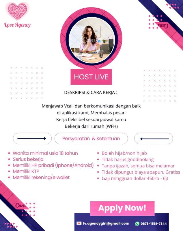 Lowongan Kerja Host Live di Love Agency - LokerBandung.id