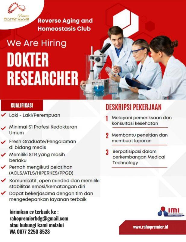 Lowongan Kerja Dokter Umum/ Researcher di Raho Premier Club Bandung - LokerBandung.id
