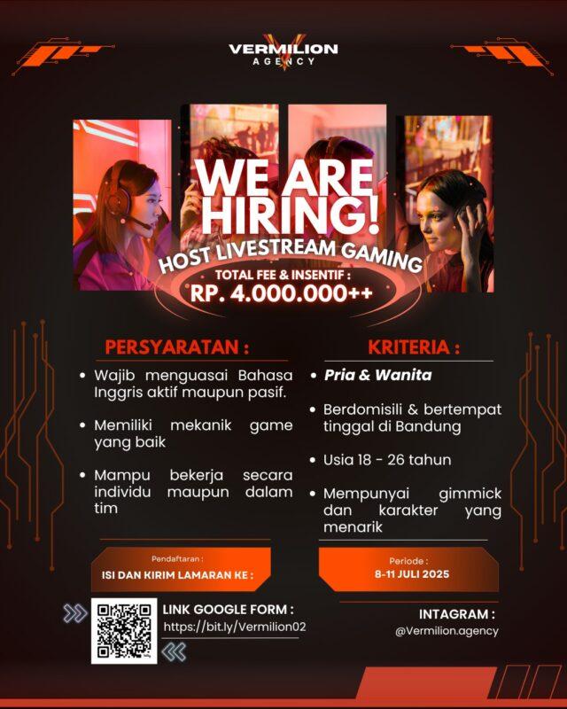 Lowongan Kerja Host Livestream Gaming di Vermilion Agency - LokerBandung.id