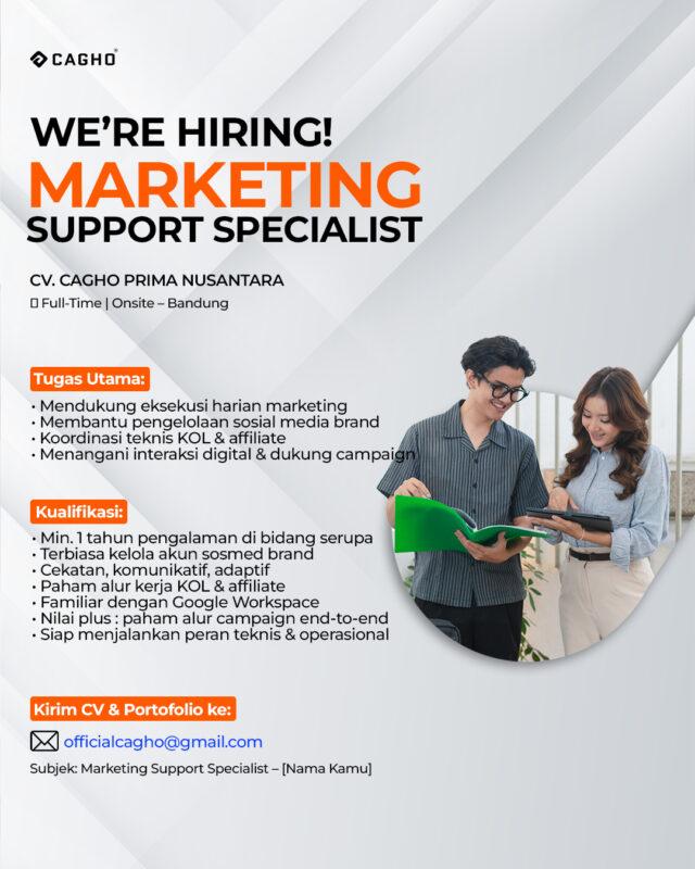 Lowongan Kerja Marketing Support Specialist di CV. Cagho Prima ...