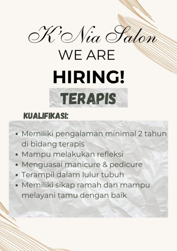 Lowongan Kerja Terapis di Knia Salon - LokerBandung.id