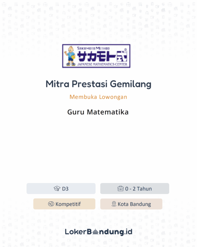 Lowongan Kerja Guru Matematika di Mitra Prestasi Gemilang - LokerBandung.id