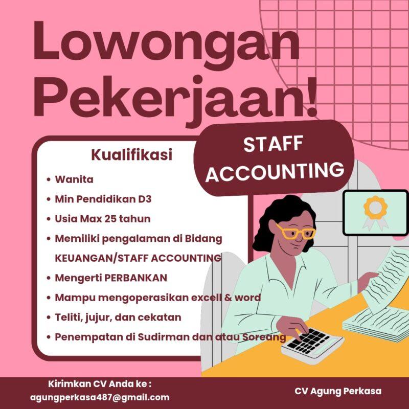 Lowongan Kerja Staff Accounting di CV Agung Perkasa - LokerBandung.id
