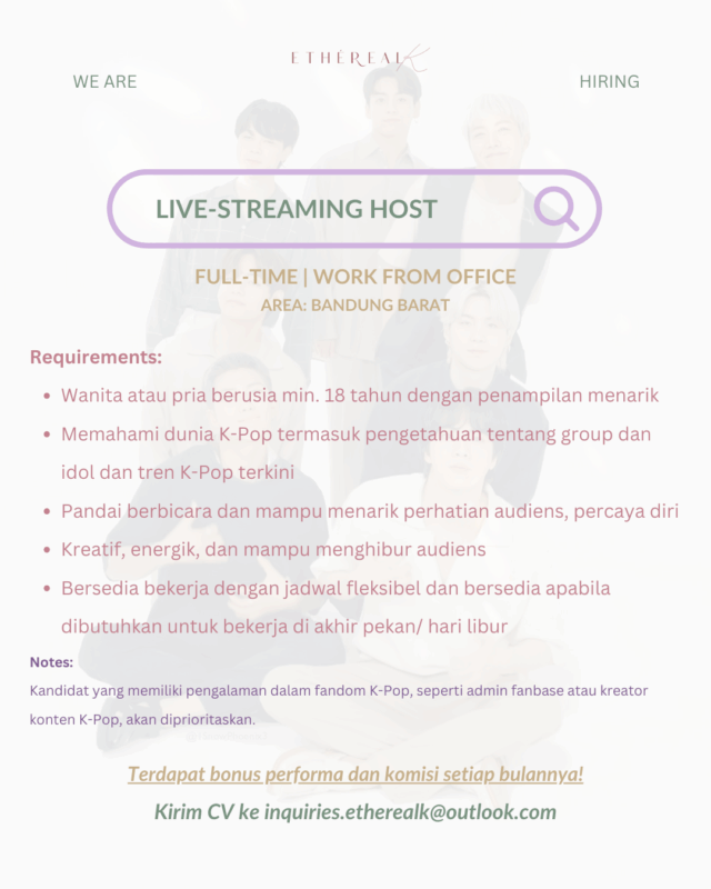 Lowongan Kerja Live Streaming Host di EthérealK - LokerBandung.id