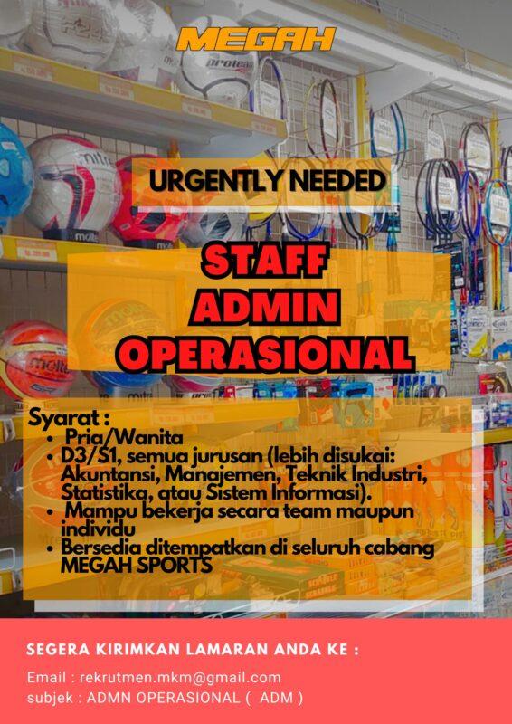 Lowongan Kerja Staf Administrasi Operasional di Megah Sports ...