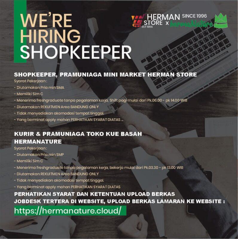 Lowongan Kerja Shopkeeper, Pramuniaga Mini Market Herman Store - Kurir & Pramuniaga Toko Kue ...