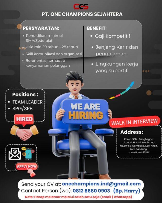 Lowongan Kerja Team Leader - SPG/ SPB di PT. One Champions Sejahtera - LokerBandung.id