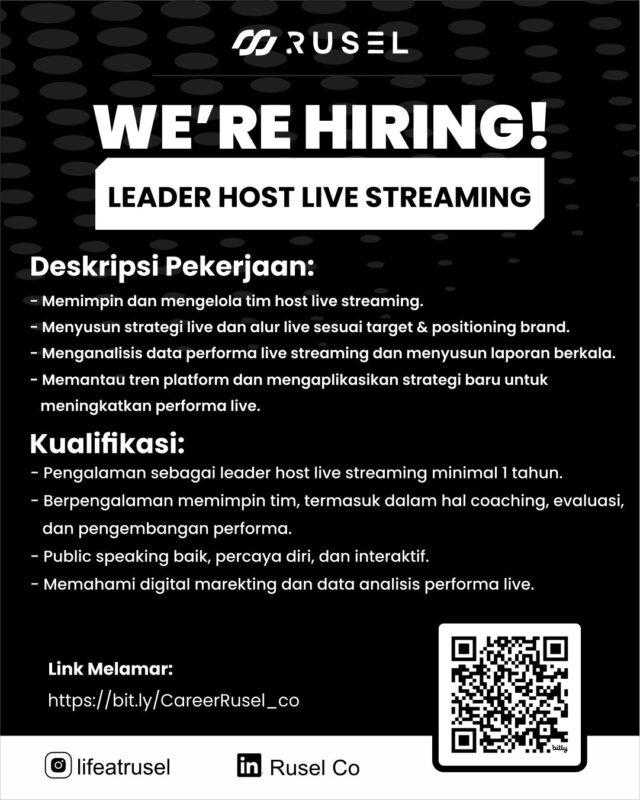 Lowongan Kerja Leader Host Live Streaming di Rusel Co - LokerBandung.id