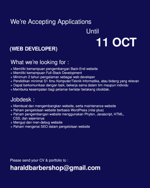 Lowongan Kerja WEB Developer di Harald Barbershop - LokerBandung.id