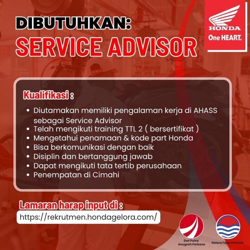 Lowongan Kerja Service Advisor di PT. Gelora Fajar Perkasa - LokerBandung.id
