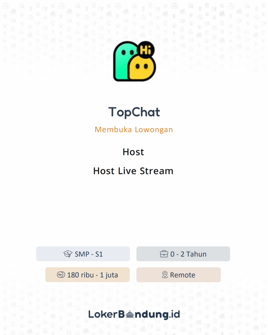 Lowongan Kerja Host - Host Live Stream di TopChat - LokerBandung.id