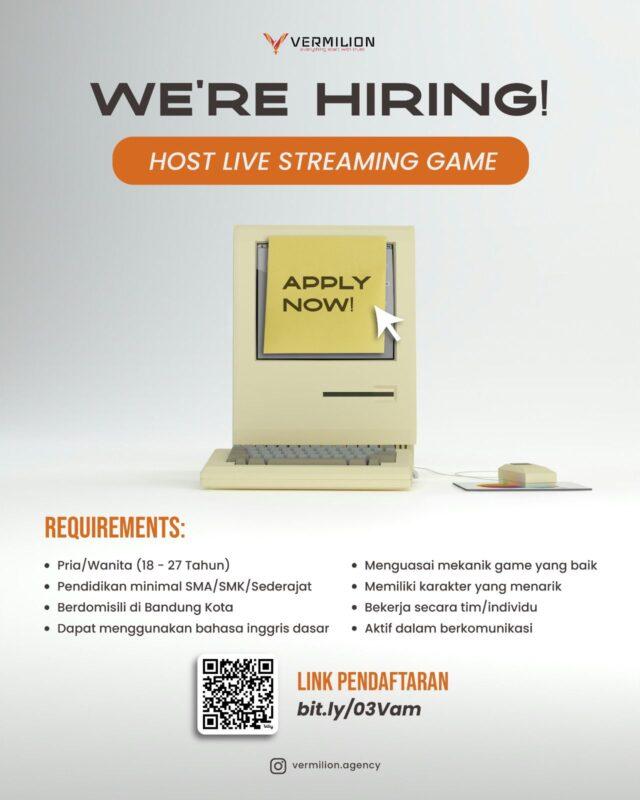 Lowongan Kerja Host Livestream Gaming di Vermilion Agency - LokerBandung.id