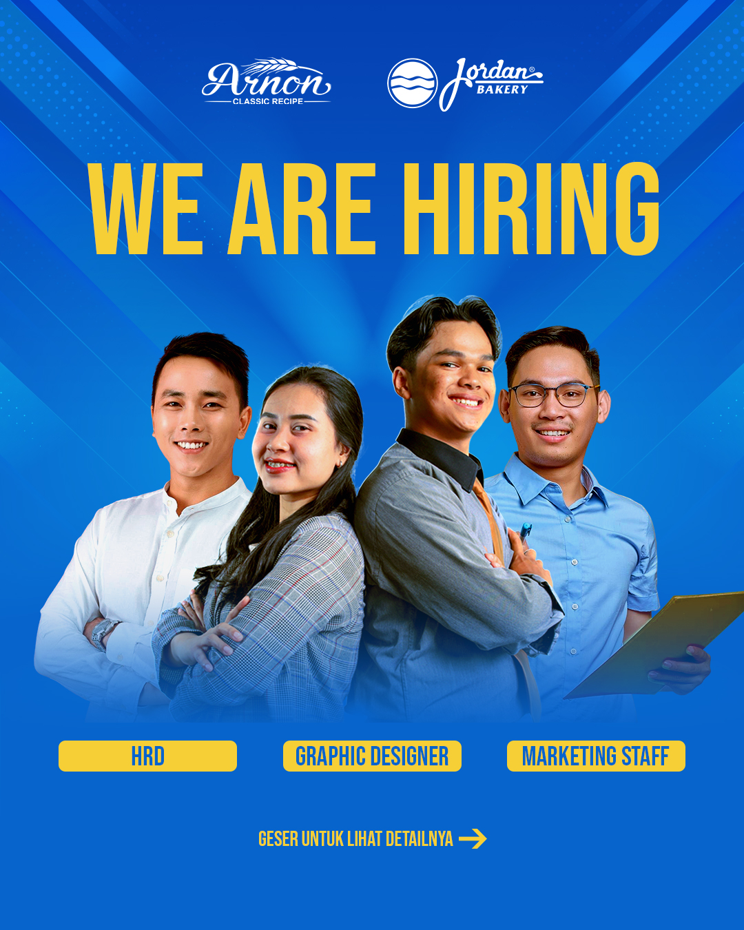 Lowongan Kerja Graphic Designer - HRD - Staff Marketing di Arnon Bakery ...