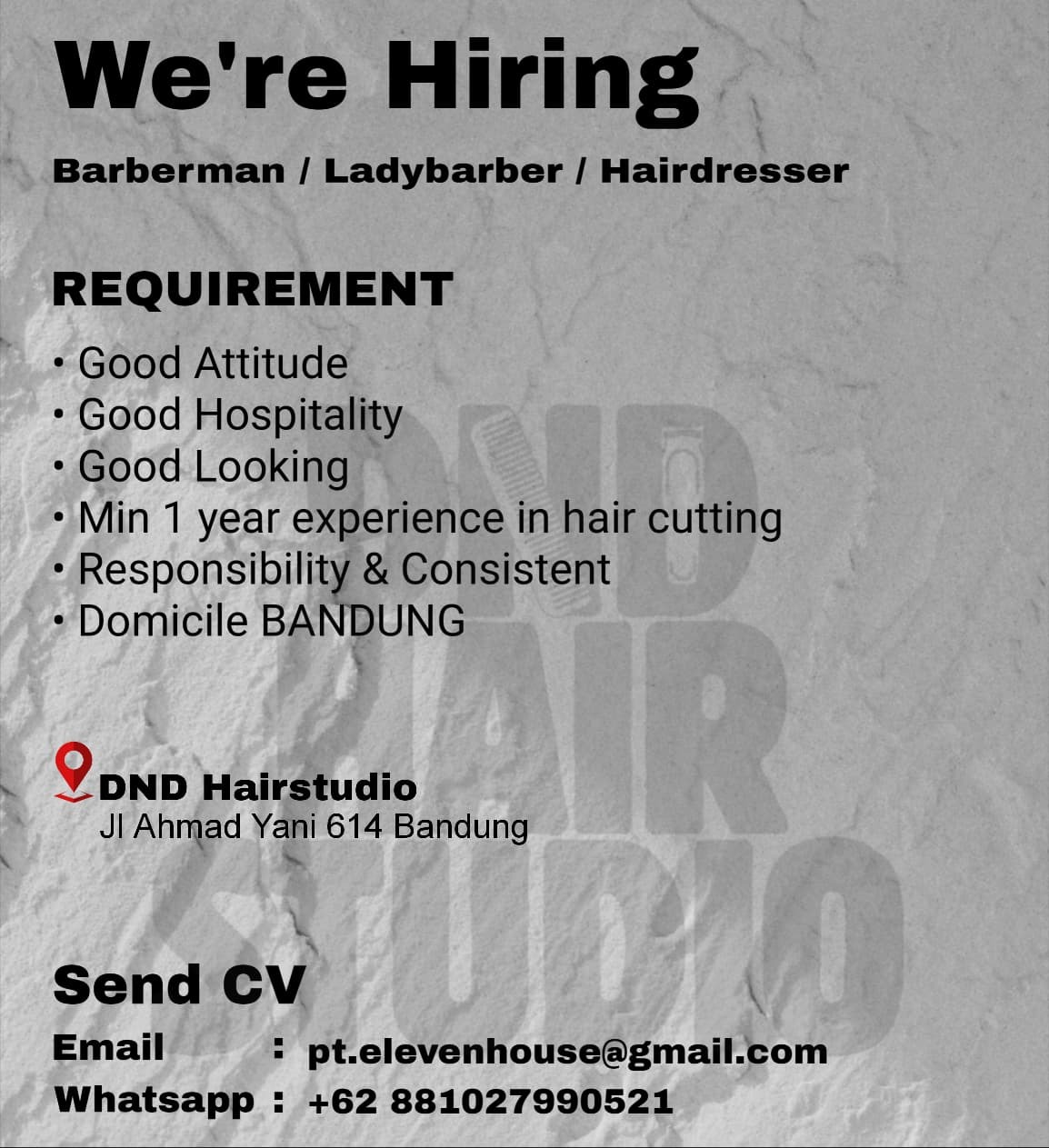 Lowongan Kerja Capster - Hairdresser di DND Hair Studio - LokerBandung.id
