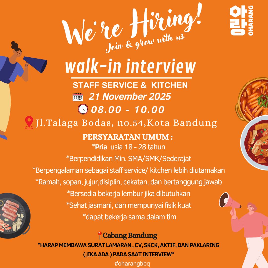 Lowongan Kerja Staff Service & Kitchen di Oharang Indonesia ...