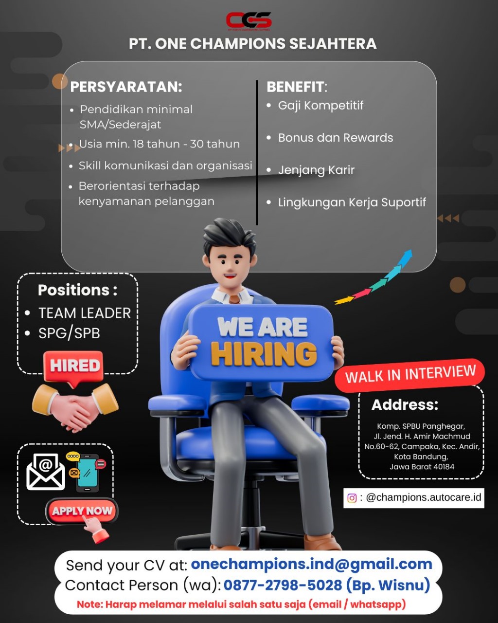 Lowongan Kerja Team Leader - SPG/ SPB di PT. One Champions Sejahtera ...