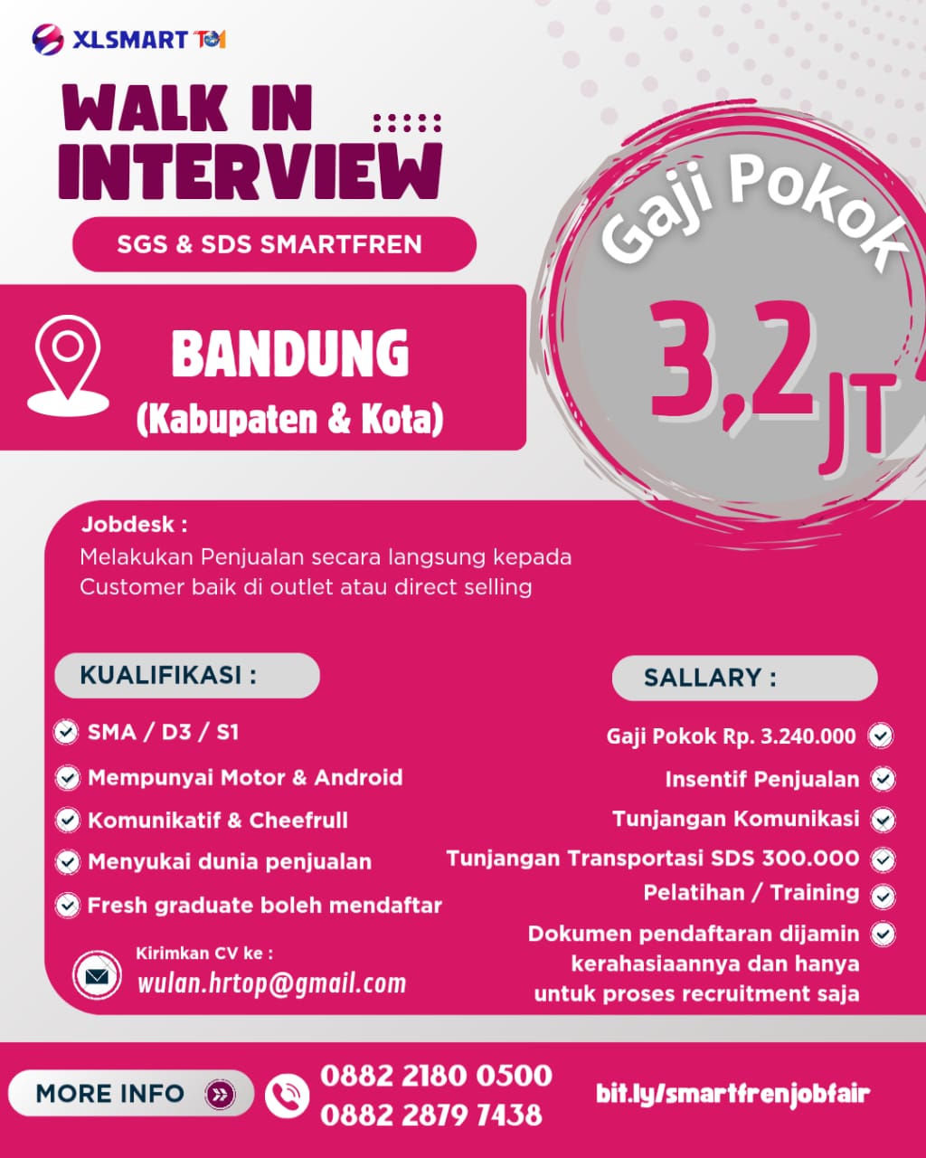 Lowongan Kerja SGS & SDS Smartfren di PT. Tri Orion Prospekindo - LokerBandung.id
