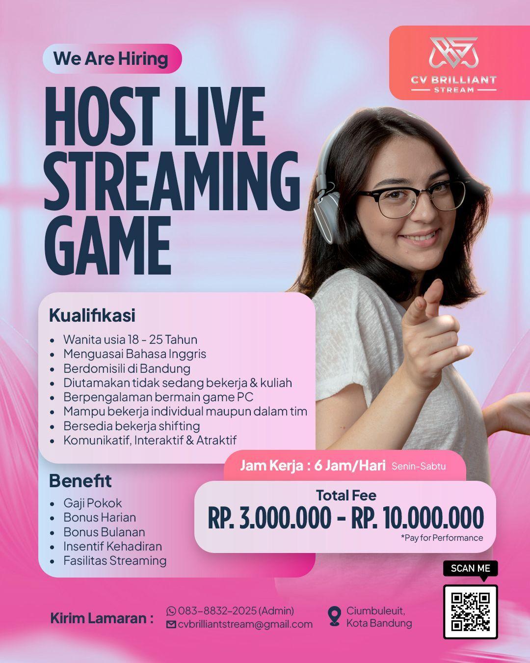 Lowongan Kerja Host Live Streaming Game di CV. Brilliant Stream ...