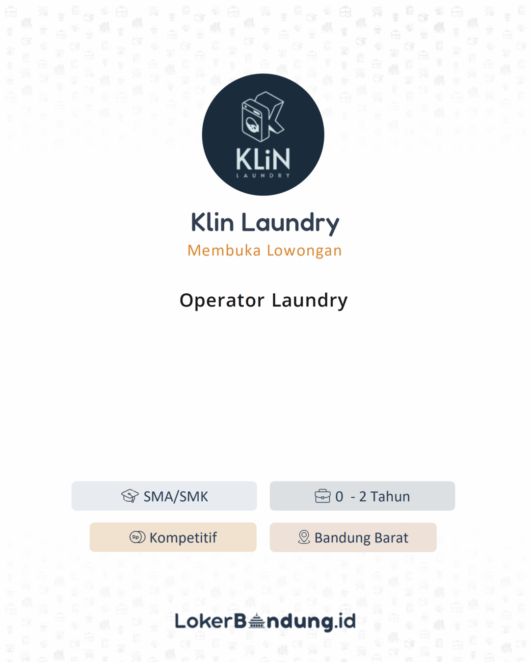 Lowongan Kerja Operator Laundry di Klin Laundry - LokerBandung.id