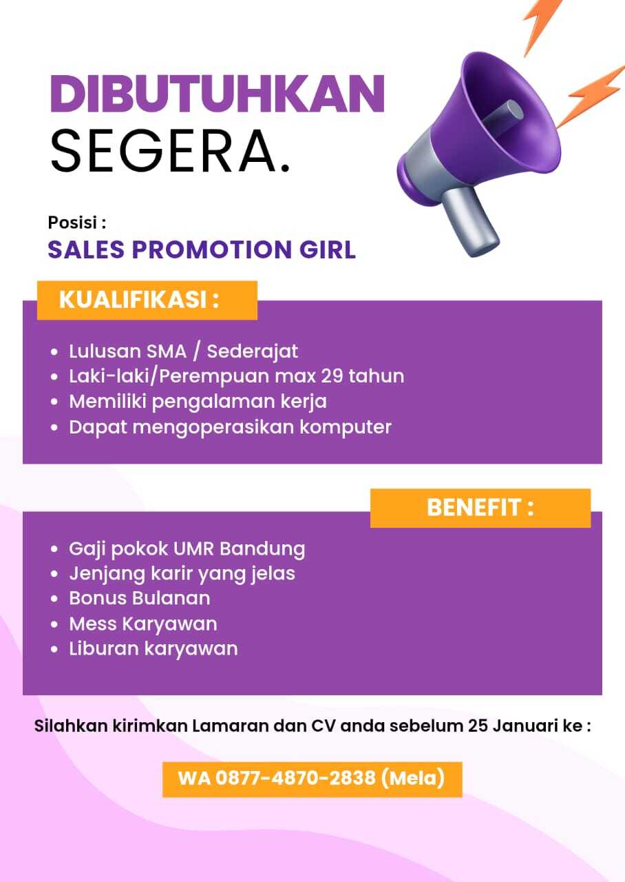 Lowongan Kerja Sales Promotion Girl di CV. Aroma Indo Jaya ...