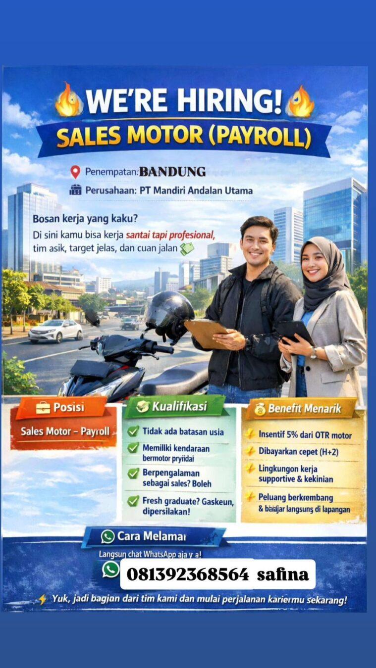 Lowongan Kerja Sales Motor (Payroll) di PT. Mandiri Andalan Utama ...
