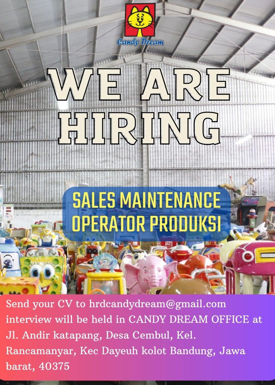 Lowongan Kerja Operator Produksi - Sales Maintenance di Candy Dream ...